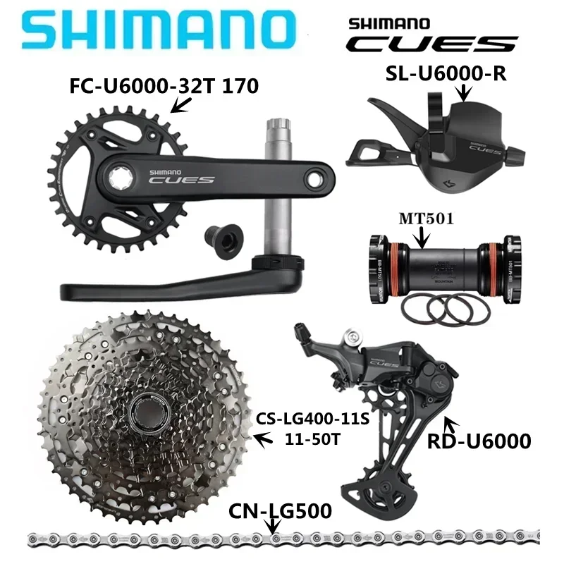 SHIMANO CUES U6000 2X10 Speed MTB Bike Derailleur Groupset CS-LG400 10-48T Кассетная звездочка ...