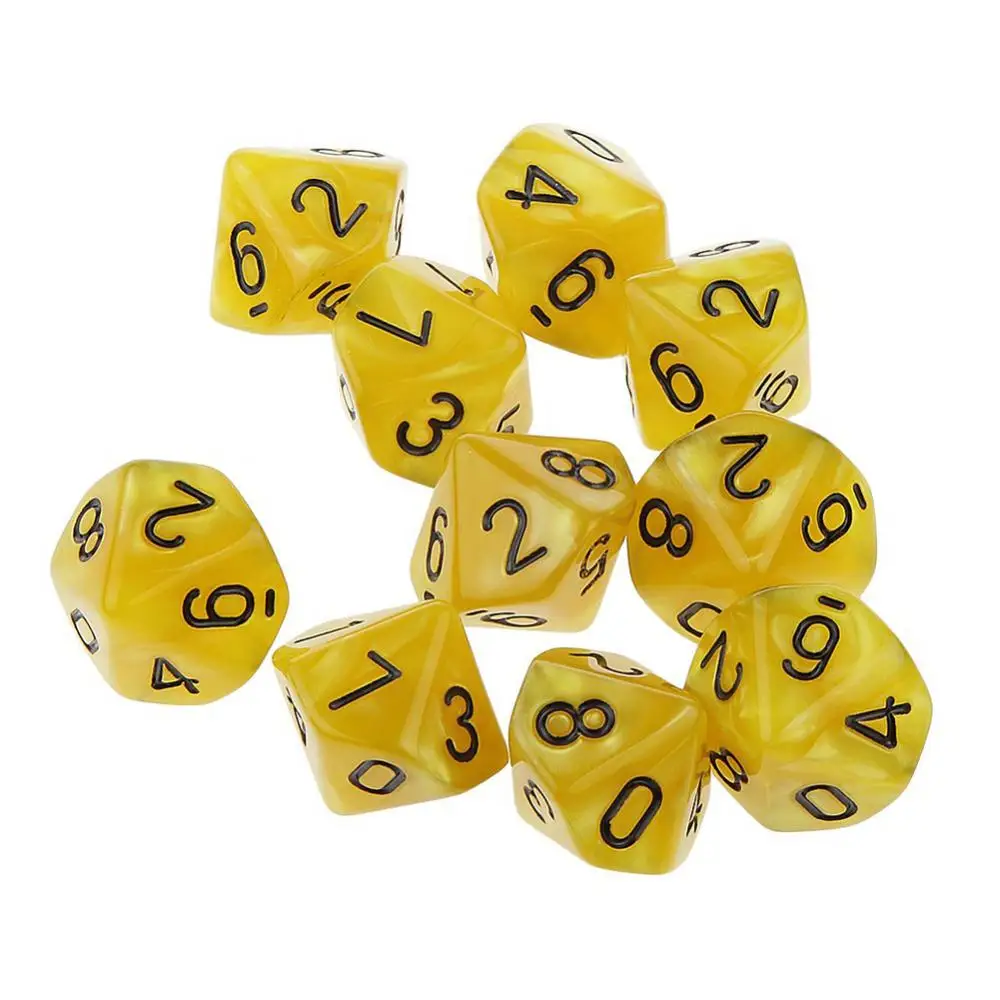 10 шт. многосторонние однотонные игры TRPG D10, многогранные игральные ...