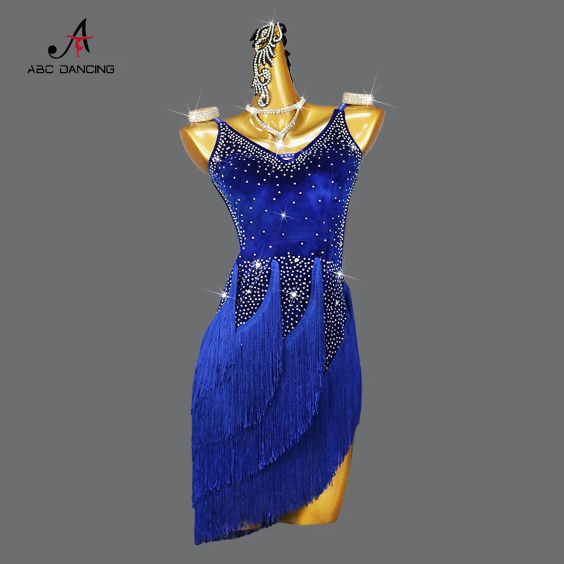 Платье для латины ABC DANCING синее из спандекса | AliExpress