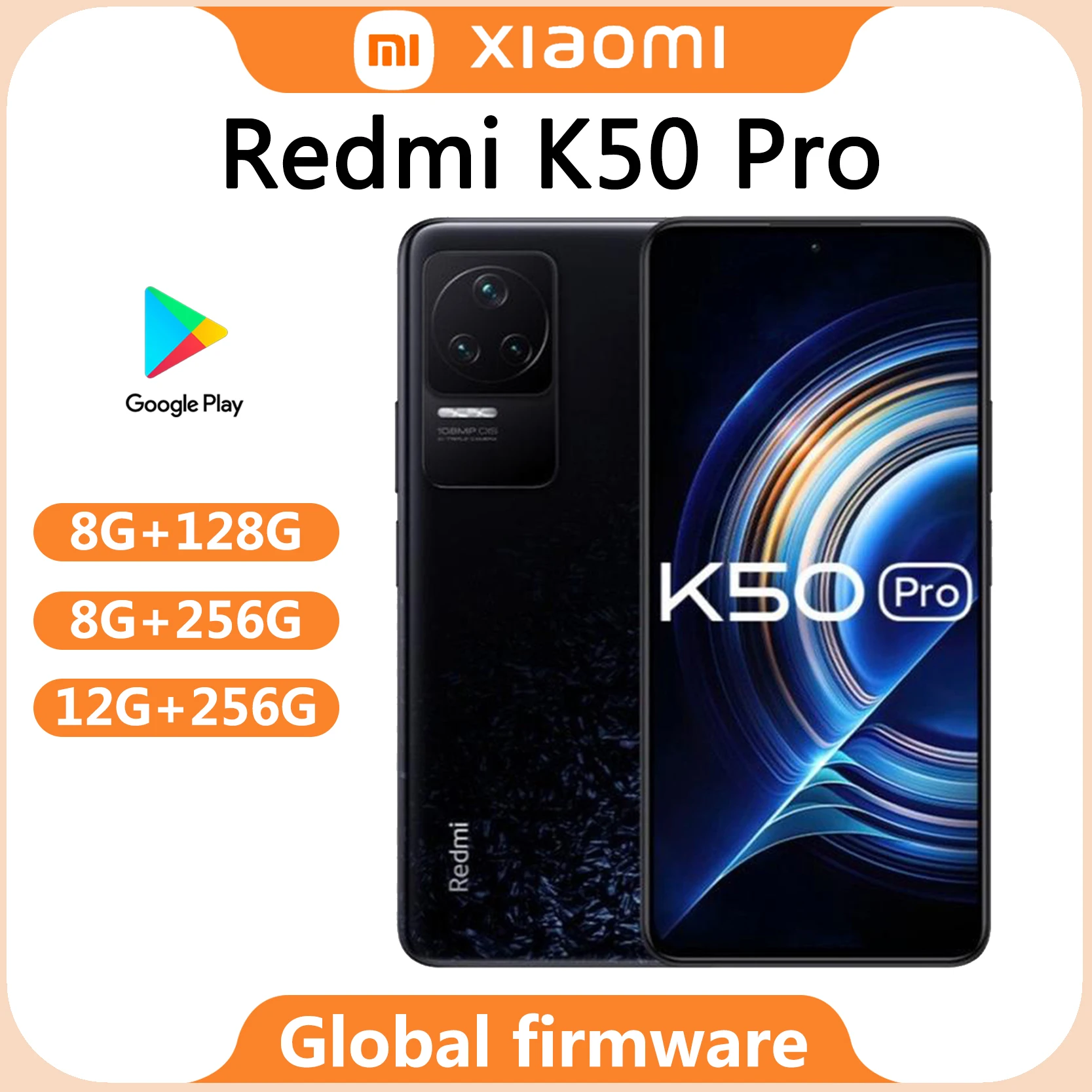Смартфон Global Rom Xiaomi Redmi K50 Pro 5G MTK Размер 9000 Восьмиядерный 6,67 120 Вт Быстрая ...