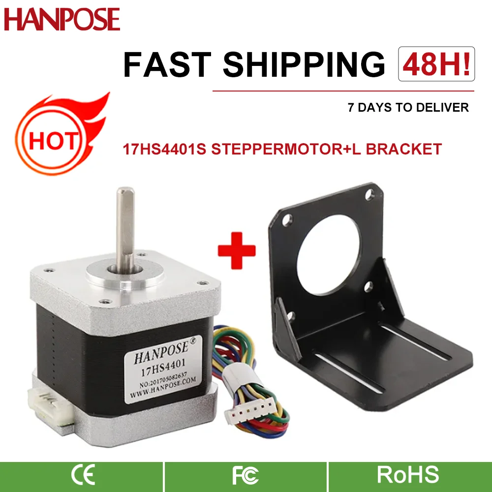 4-проводной шаговый двигатель HANPOSE Nema17 42 42BYGH40 1.7A (17HS4401 ...
