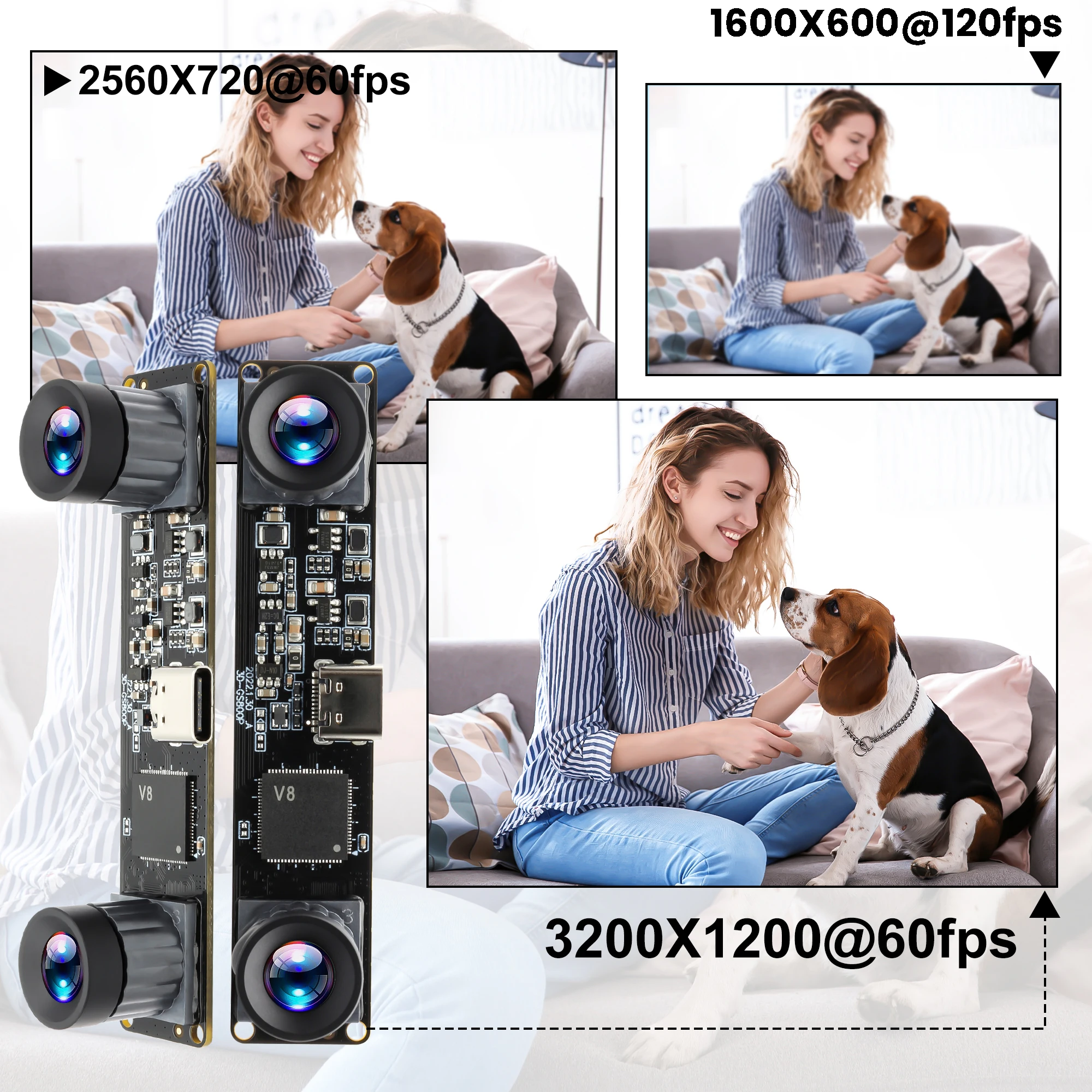 ELP 120FPS 60FPS USB-камера с глобальным затвором, синхронизация цвета ...