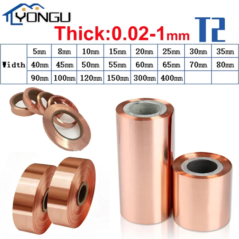 99.99% T2 Pure Copper Foil Strip High Purity Red Copper Shielded Sheet ...