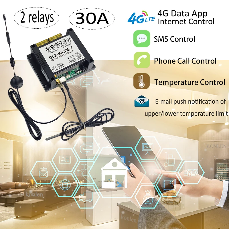4G TLE Smart Controller 2-стороннее реле 30A GSM GPRS удаленный ...