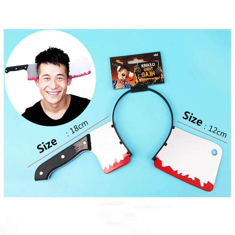 Halloween head Zombie Horror Prop Scissors Axe Saw Cosplay Headband ...