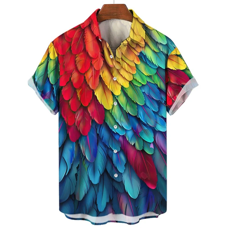 Colorful Feather 3d Printed Shirt For Men's Clothing Personality Street ...