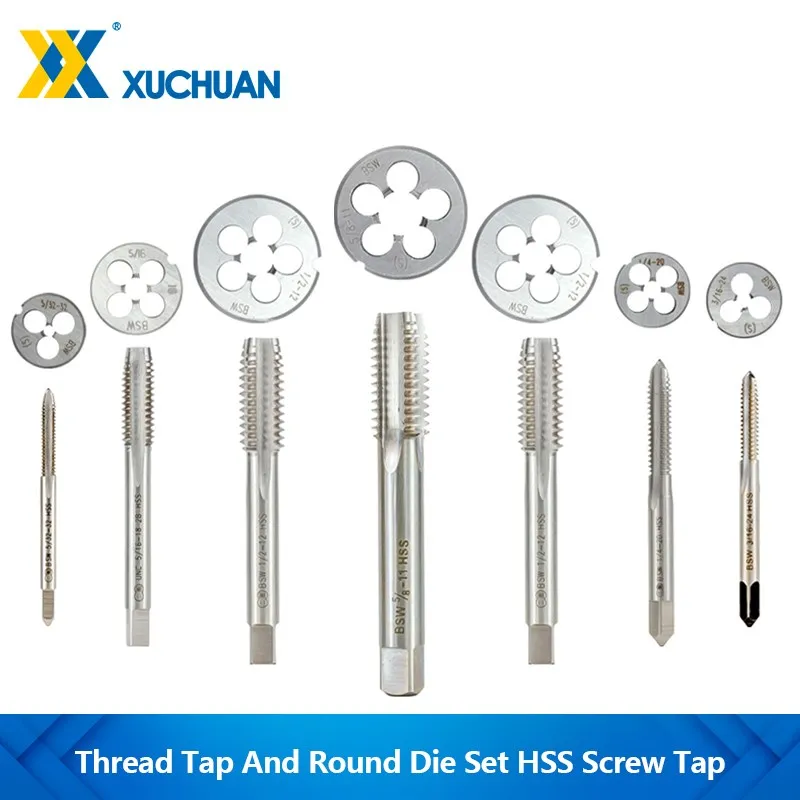 Набор метчиков и плашек xcan BSW 5/32-32 3/16-24 1/4-20 5/16-18 1/2-12 ...