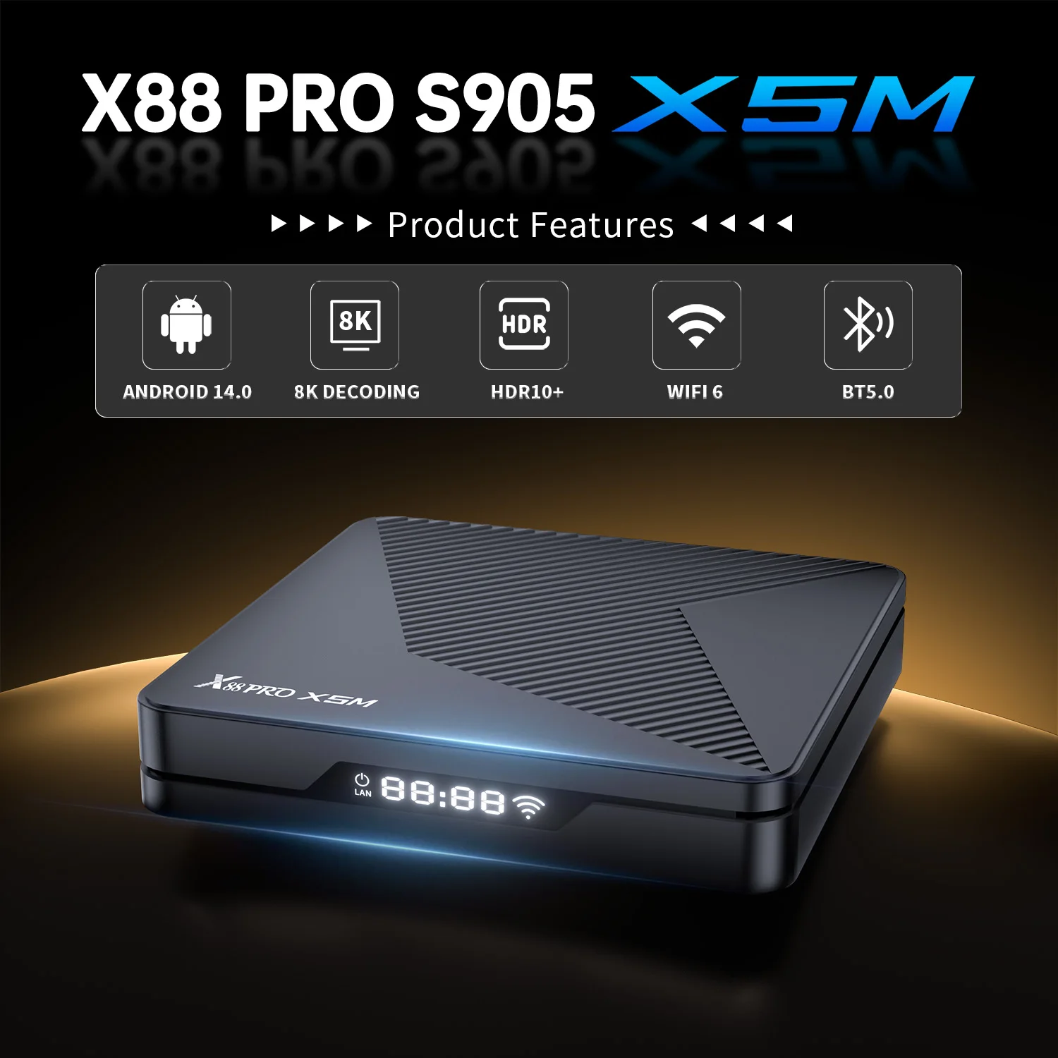 Amlogic S905X5M Android 14.0 Quad Core 8K HDR10 1000M LAN Wifi6 BT5.0 ...