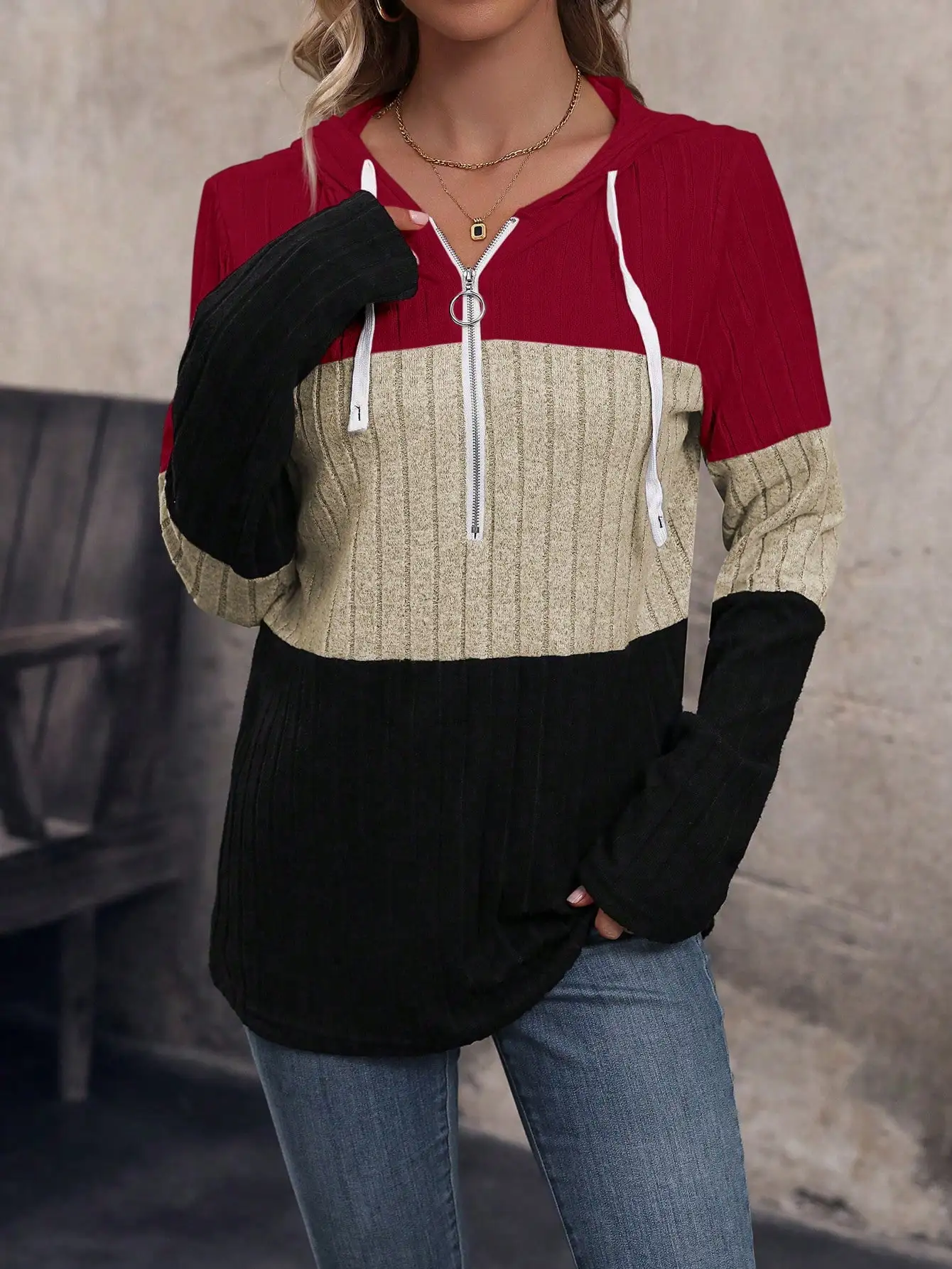 Женская футболка с капюшоном, на молнии и завязках | AliExpress