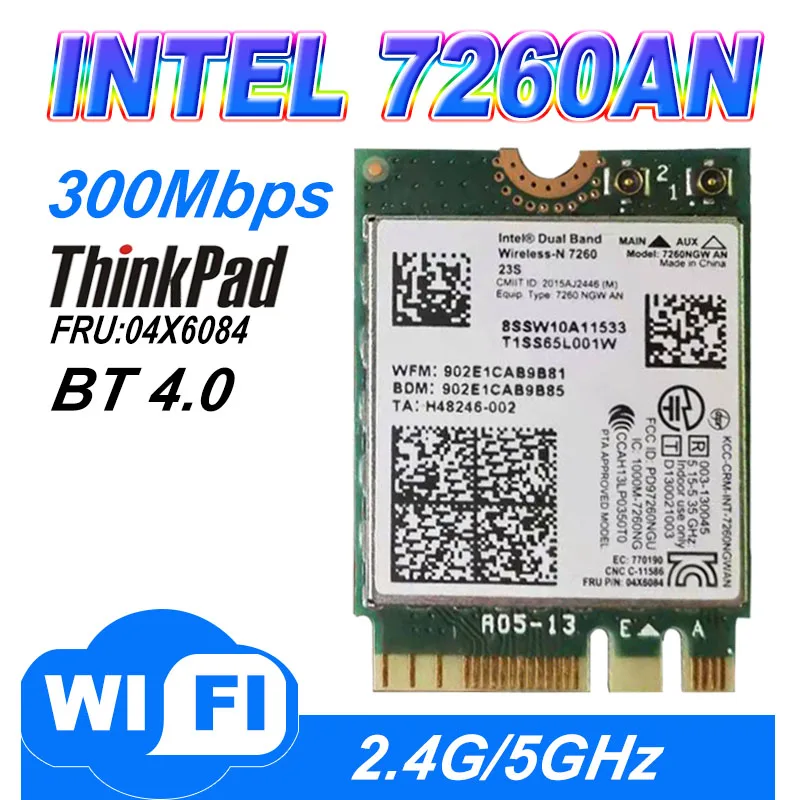 Беспроводной N 7260 7260NGW AN 802.11agn 2x2 двухдиапазонный NGFF WiFi + Bluetooth 4,0 300 Мбит ...