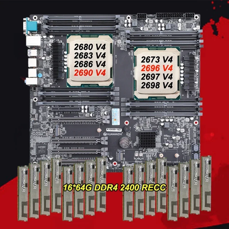 Материнская плата X99-16D с двумя процессорами E5 2680 2686 2696 V4 16 ...