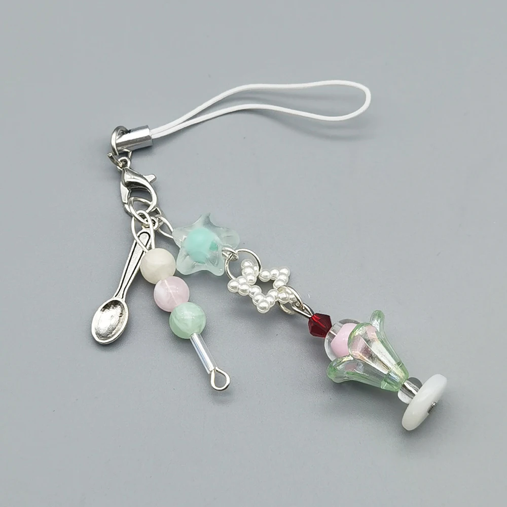 Оригинальный милый красочный ремешок для телефона с мороженым, подвеска ...