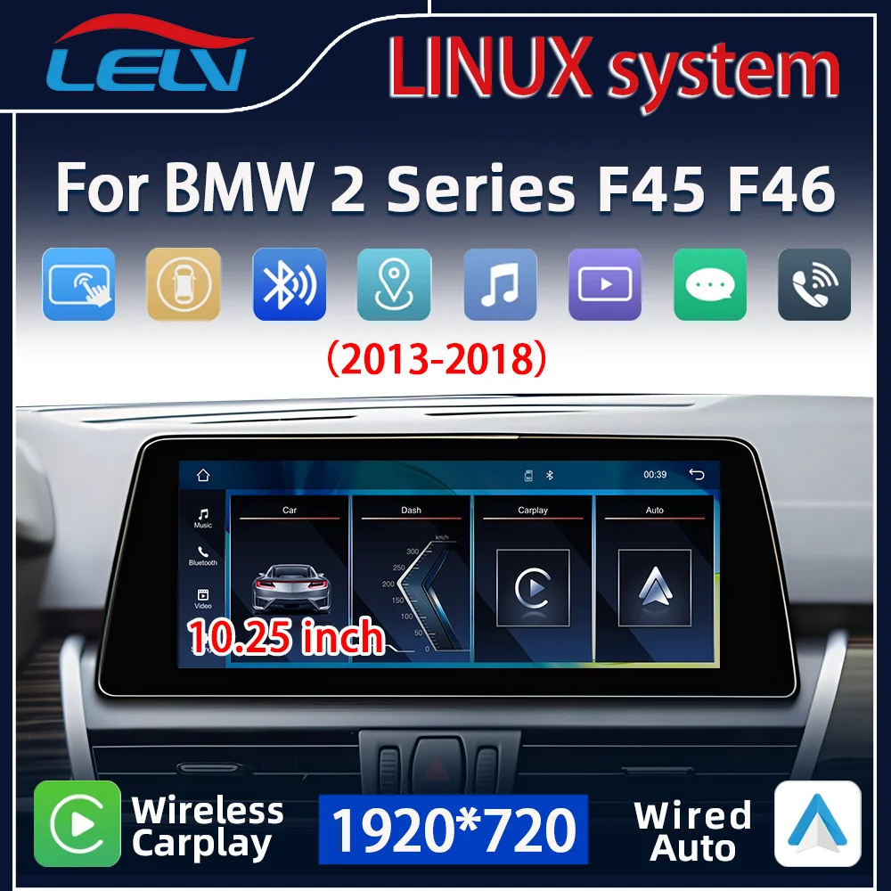 10,25-дюймовый беспроводной CarPlay Android Auto для BMW 2 серии F45 ...