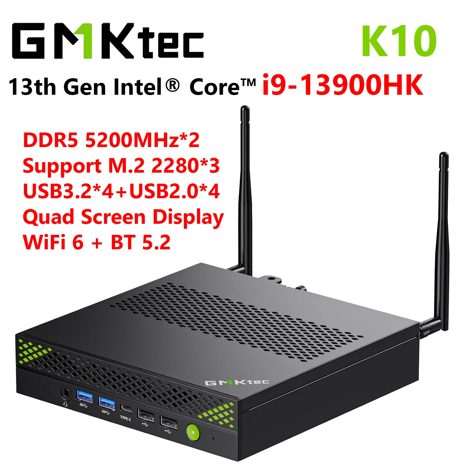GMKtec K10 Мини-ПК Рабочая станция Intel Core i9-13900HK DDR5 5600 МГц ...