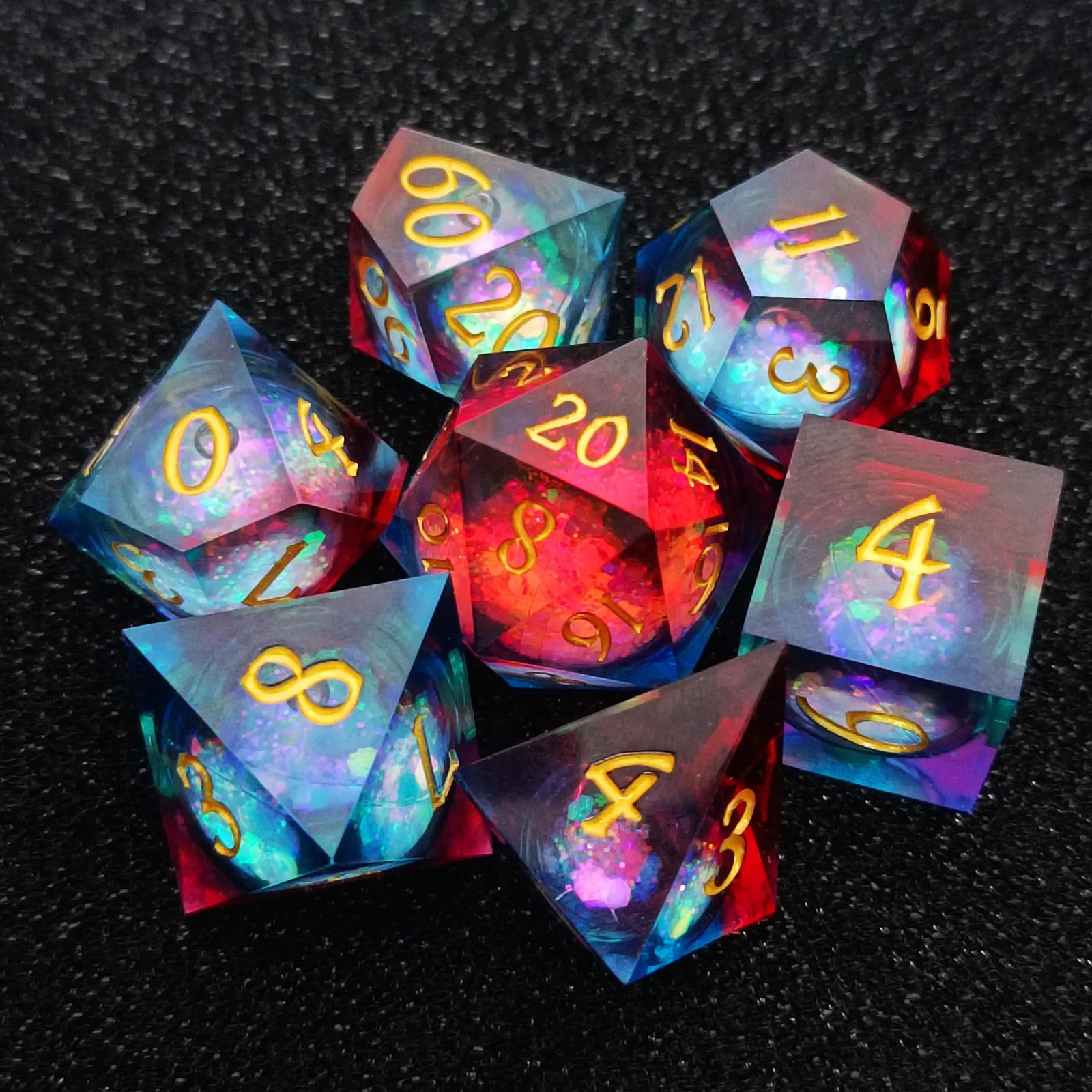 Dnd Liquid Core Dice, RPG Resin Dice, Polyhedral Resin Dice Sharp Edge ...