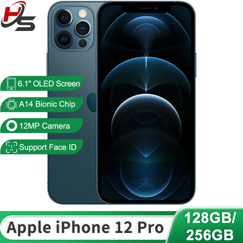 Apple iPhone 12 Pro, 128 ГБ/256 ГБ ПЗУ, разблокированный, 6,1-дюймовый OLED-экран, 2532 x 1170 ...