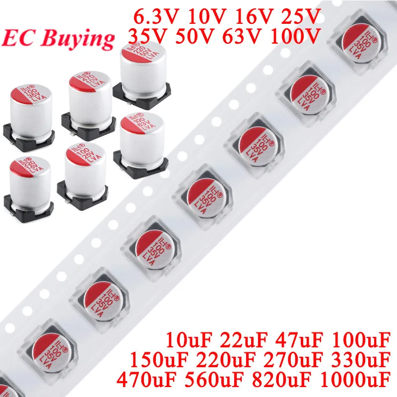 10 шт. SMD алюминиевый электролитический конденсатор EC Buying 6.3V 10V ...