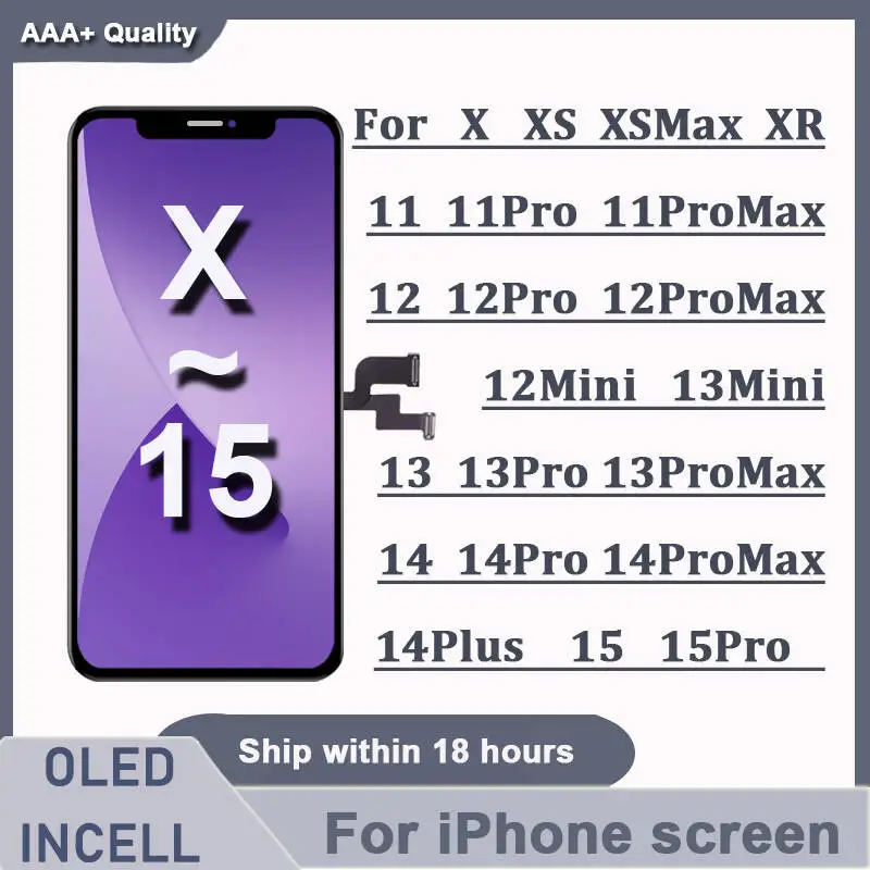 AAAAA+ OLED для iPhone X XR Max XS ЖК-дисплей Incell для iphone 11 12 13 Pro Max 13 Mini 14 Plus ...