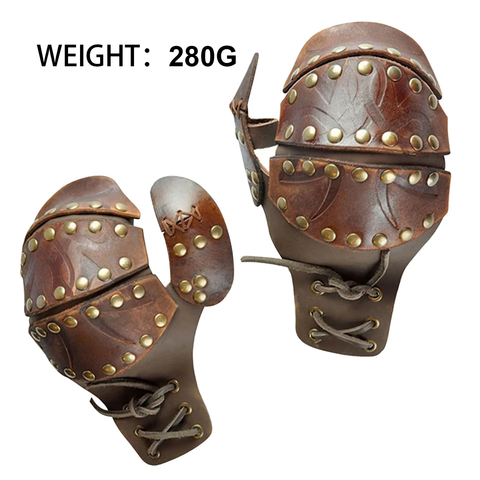 Leather Bracers Adjustable Buckles Medieval Clamshell Gauntlets Guard ...