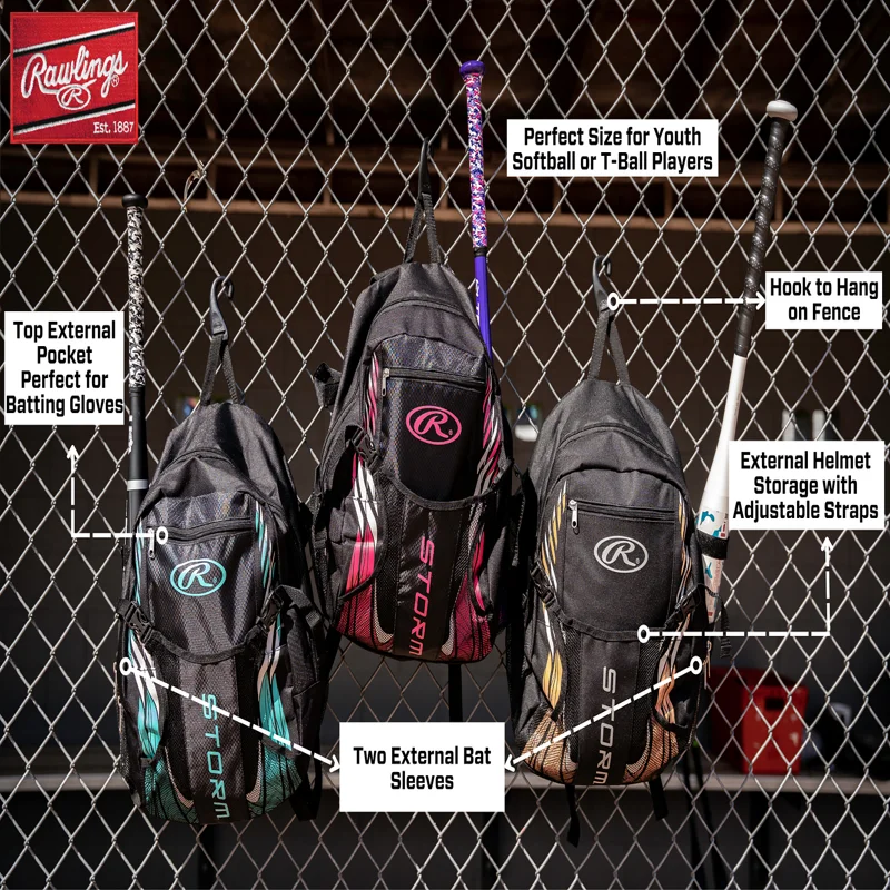 Storm Girls Softball Bag, Black/Pink – Available in 3 Colors – Lel Sportz