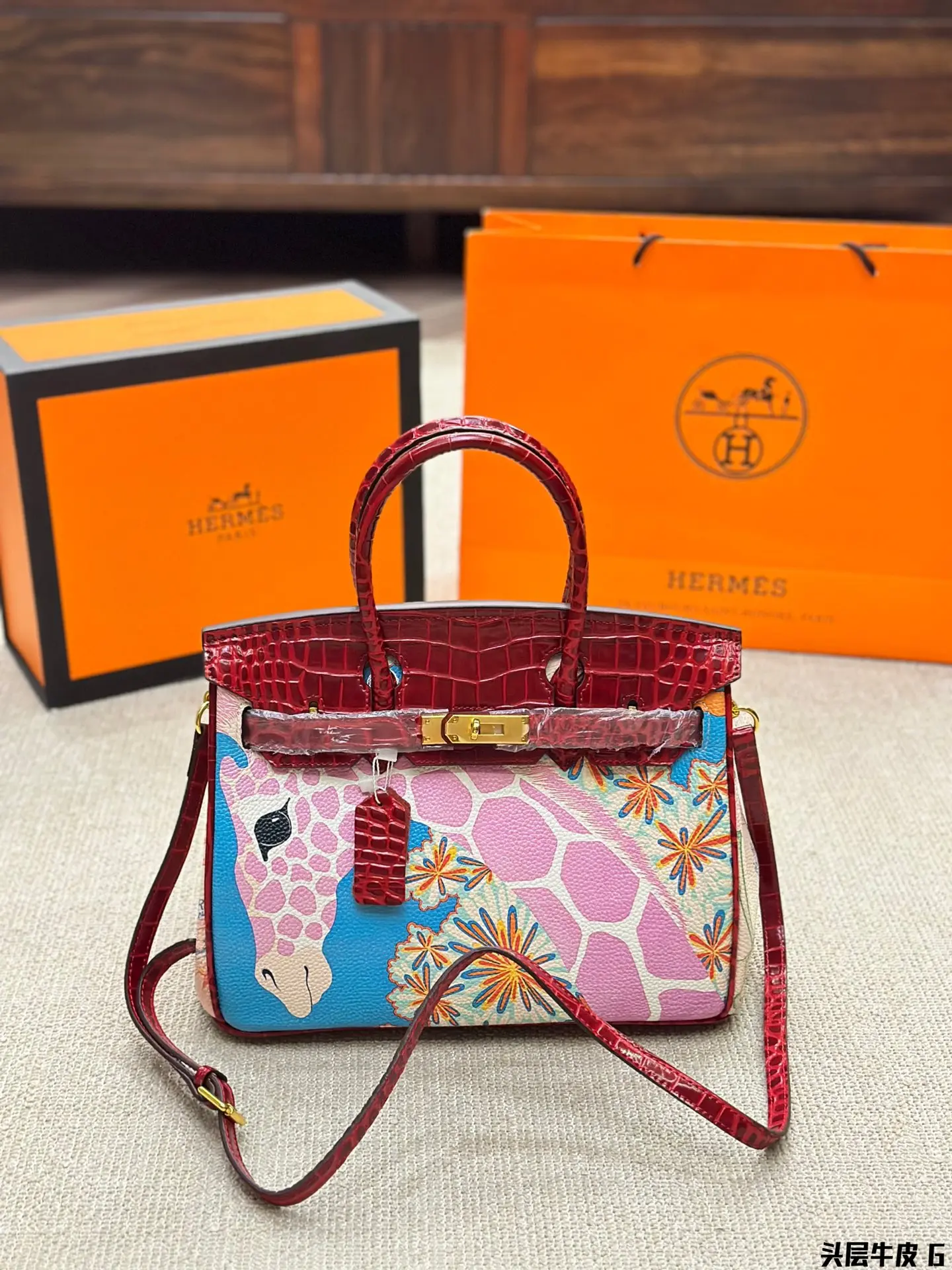 Сумка Hermes style copy 1:1 Platinum из гранулированной воловьей кожи, сумка-тоут через плечо с ...