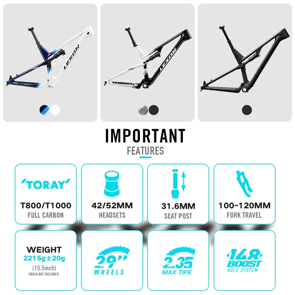 LEXON FLYER новые 148x12 мм карбоновые рамы MTB с полной подвеской 29er ...