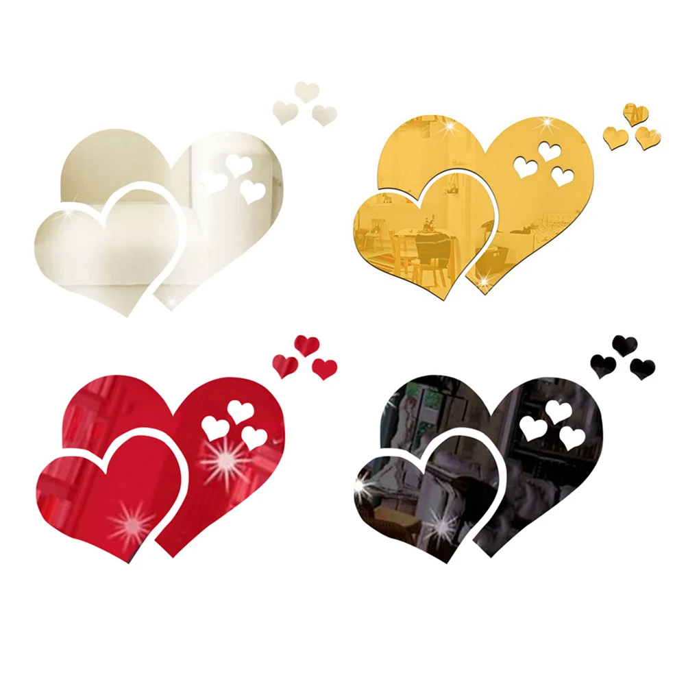 3d зеркальные настенные стикеры Любовь Сердце переводная картинка Diy домашняя спальня