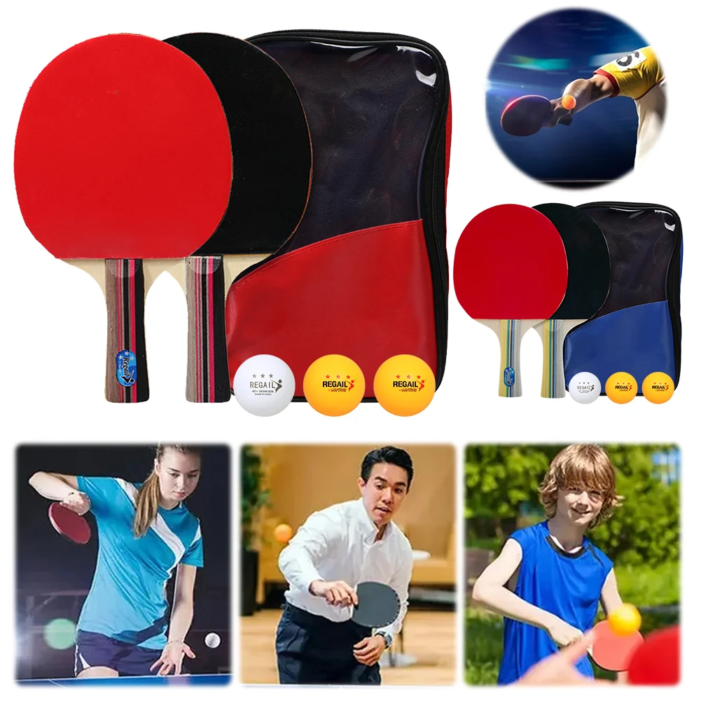 Ping Pong Paddles with Storage Bag Table Tennis Racket Non Slip Table ...