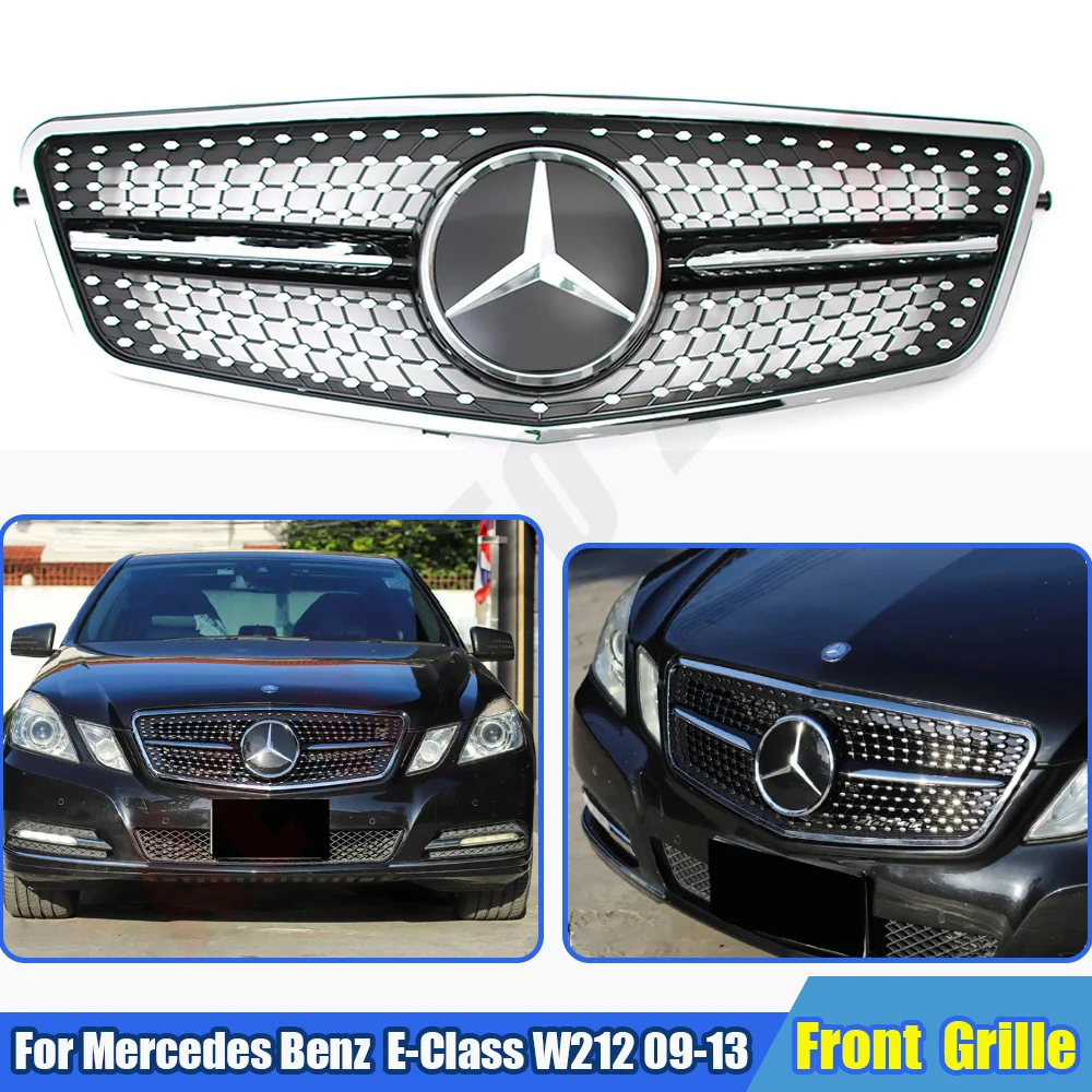 Хромированная черная решетка переднего бампера с эмблемой EFFect 3D Star для Mercedes Benz E ...