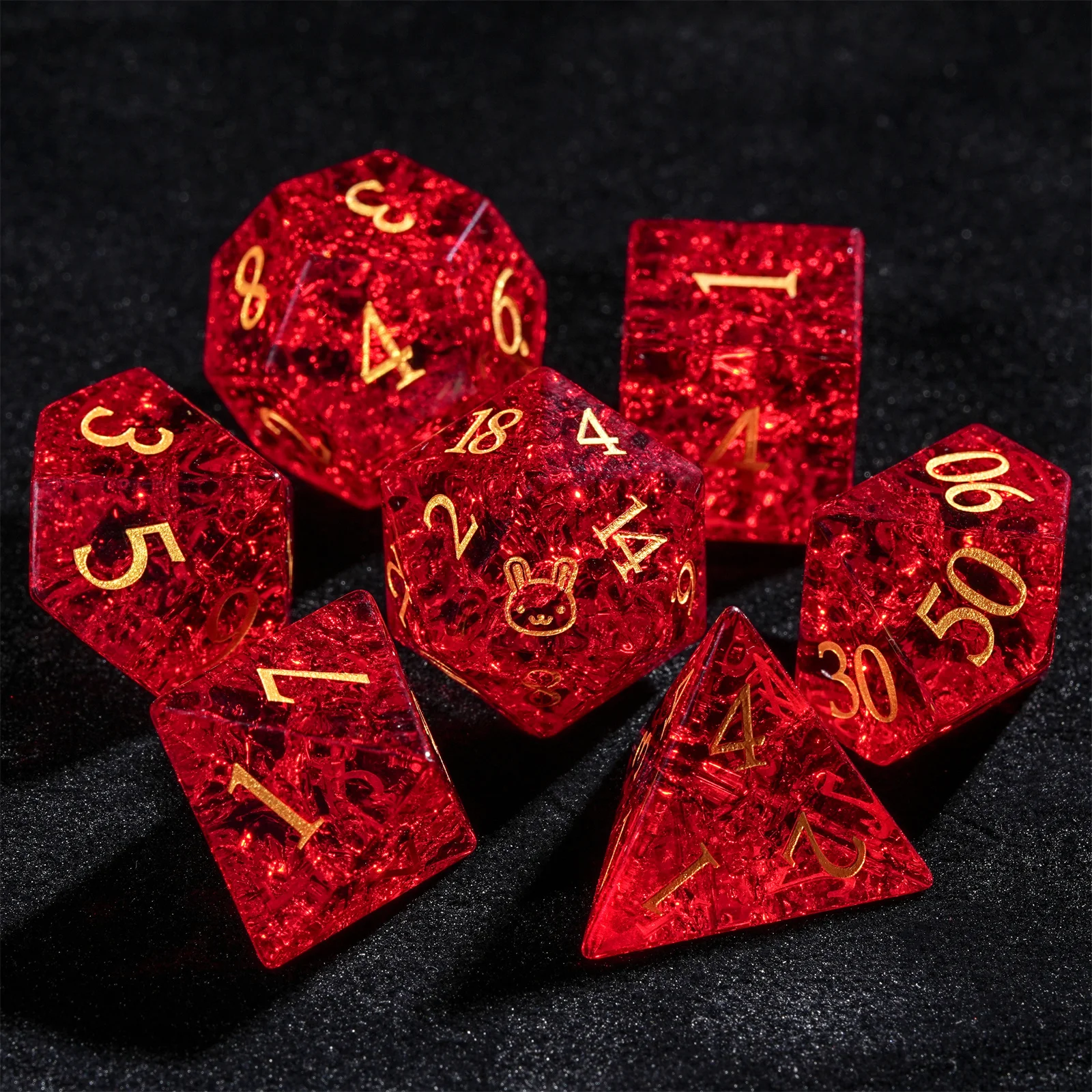 7 шт. DND Rabbit Logo Burst Red Crystal Gemstone Dice Многогранные ...