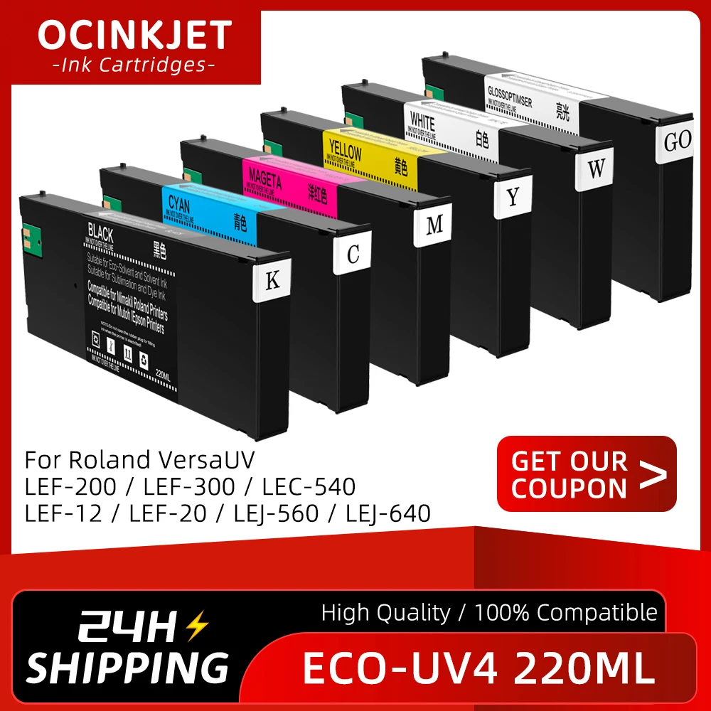 Картридж ECO-UV4 полный с УФ-чернилами 220 мл для Roland VersaUV LEF ...