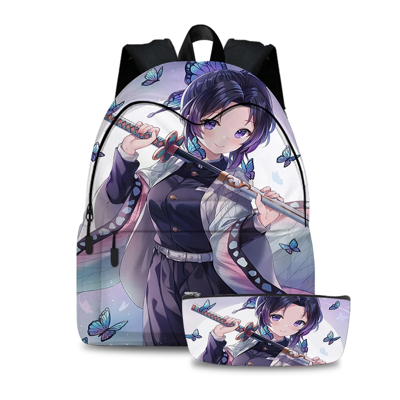 2pcs Set Demon Slayer Kocho Shinobu Anime Backpack Pencil Bag Girls ...