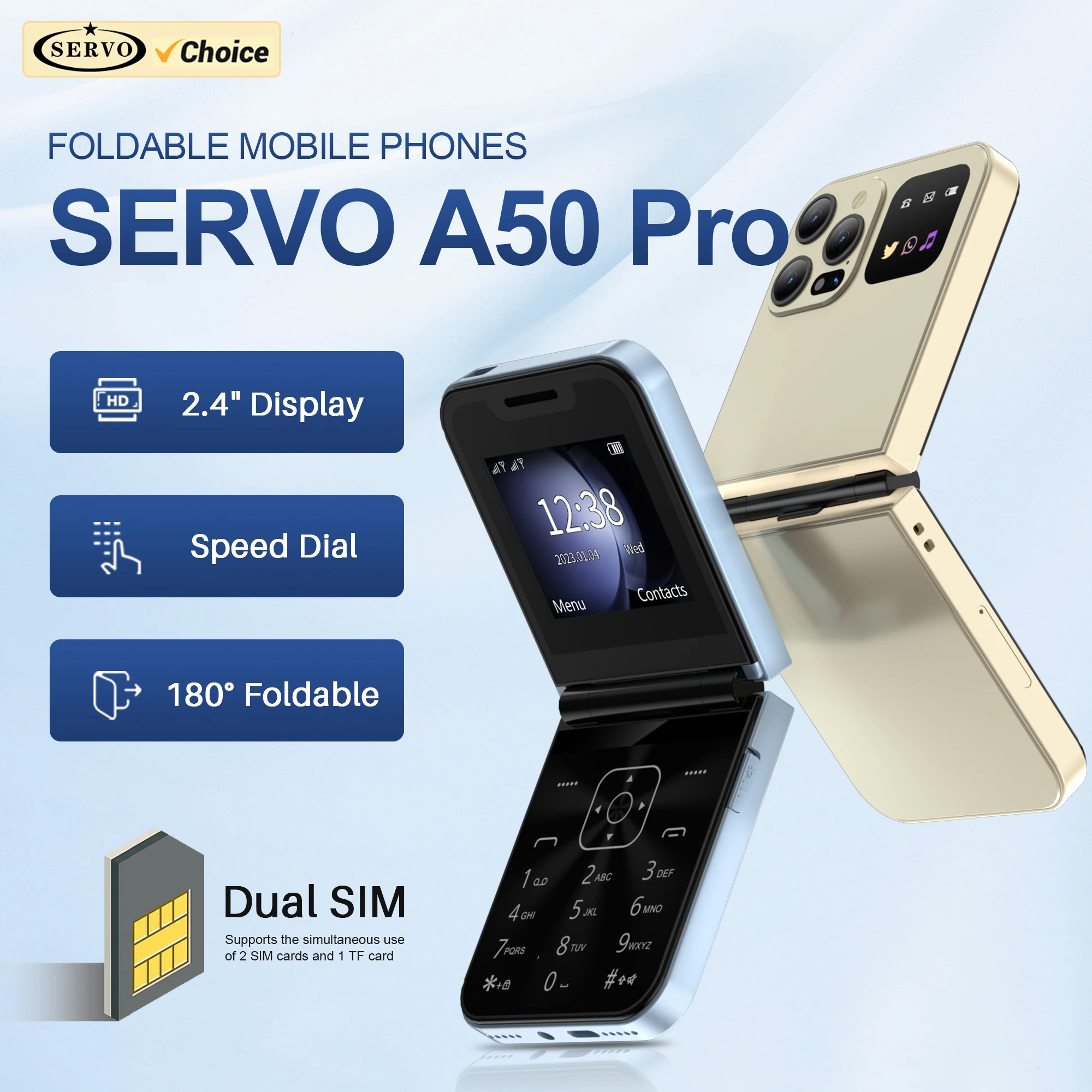 SERVO A50 Pro Раскладной Мобильный Телефон 2G GSM С Быстрым Набором ...