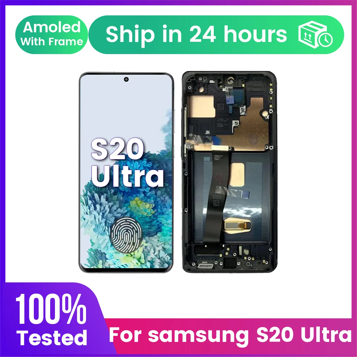 НОВЫЙ AMOLED для Samsung S20U Galaxy S20 Ultra 6,8 "ЖК-дисплей G988 с рамкой в сборе, сенсорный ...