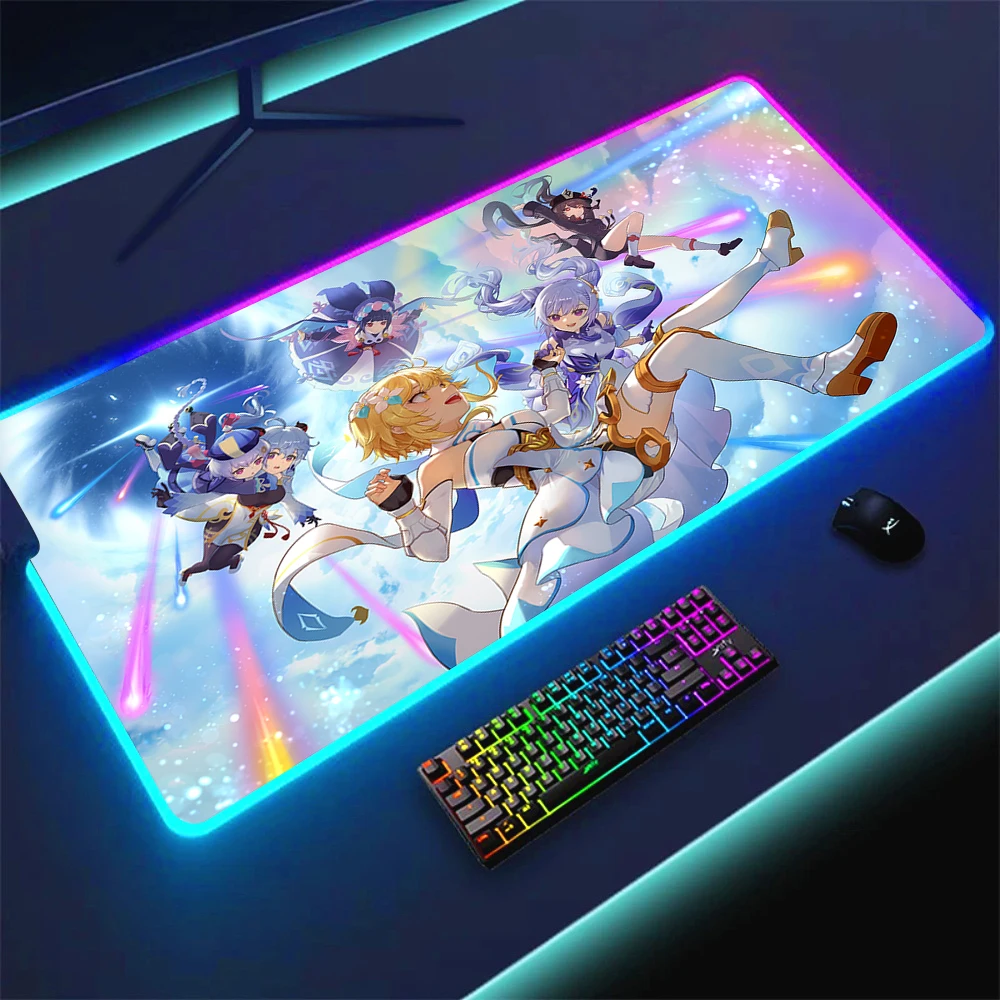 Игровой коврик для мыши Genshin Impact RGB | AliExpress