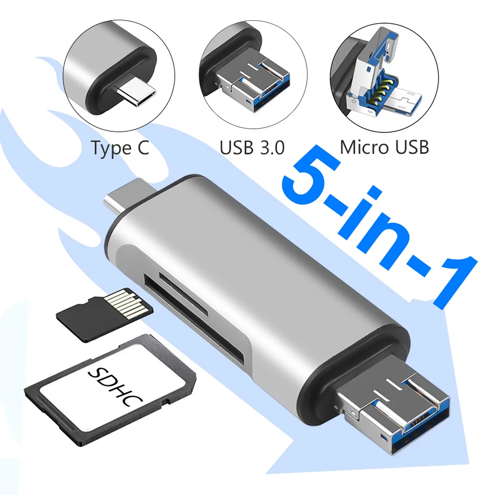 USB 3,0 Micro USB Type C кардридер Высокоскоростная передача OTG адаптер SD TF карта памяти SD ...