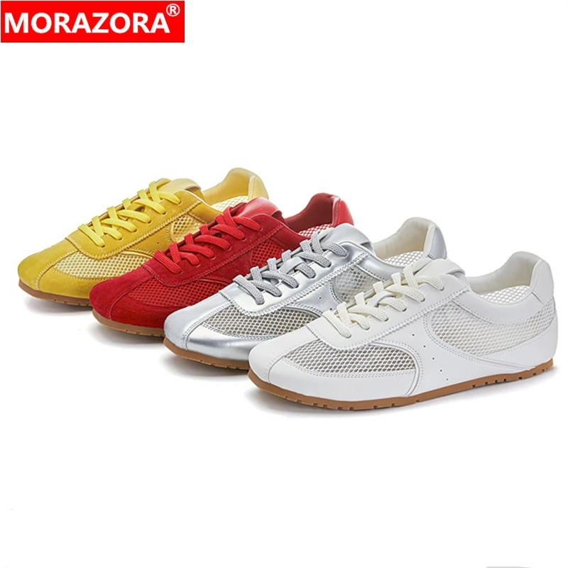 MORAZORA, 12 цветов, кроссовки из натуральной кожи, женские туфли на плоской подошве, модная ...
