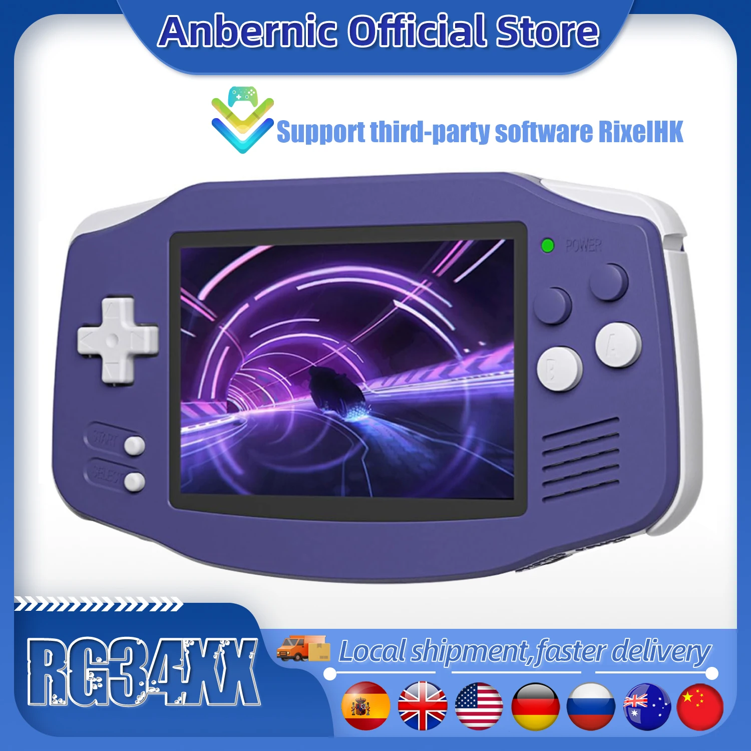 Anbernic RG34XX портативный игровой плеер Indigo | AliExpress