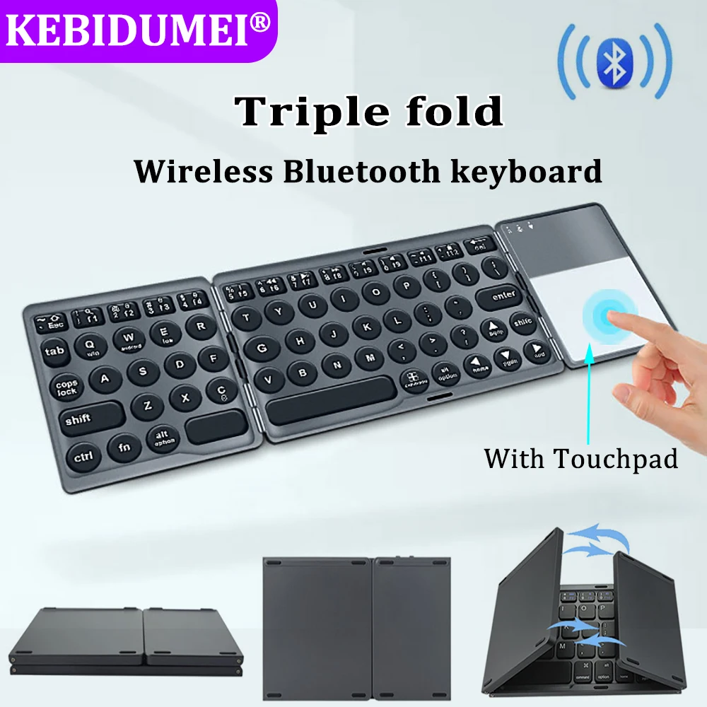 Складная Bluetooth-клавиатура с тачпадом, беспроводная мини-клавиатура ...