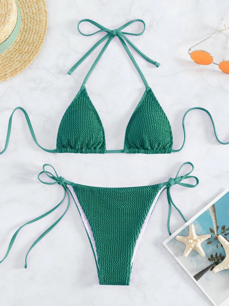 2019 Sexy Thong Micro Bikinis Women Bikini set Swimsuits Solid Push up ...