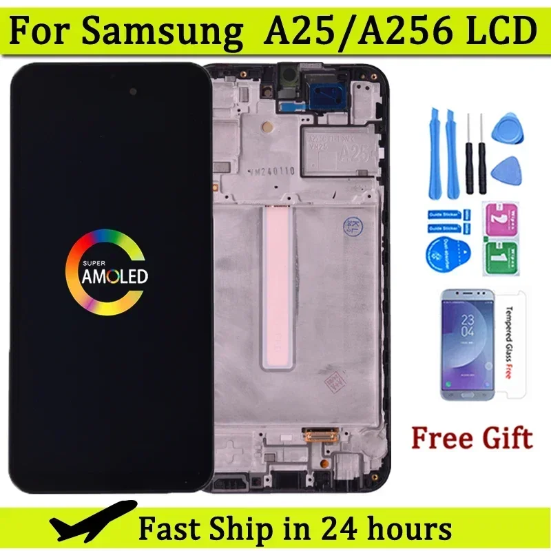 Super AMOLED для Samsung A25 A256 ЖК-дисплей с рамкой, дигитайзер ...