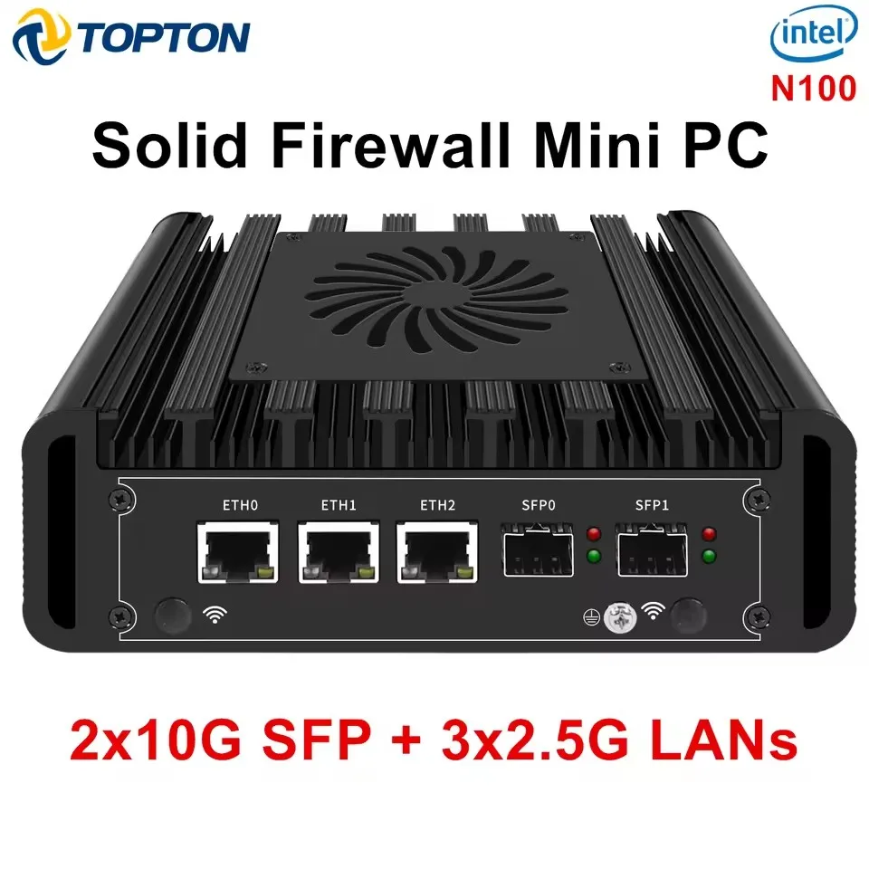 Мини-ПК Topton Solid Firewall 2x10G SFP+ 3x2,5G Lans Intel i3 N305 N150 N100 DDR5 NVMe Proxmox ...