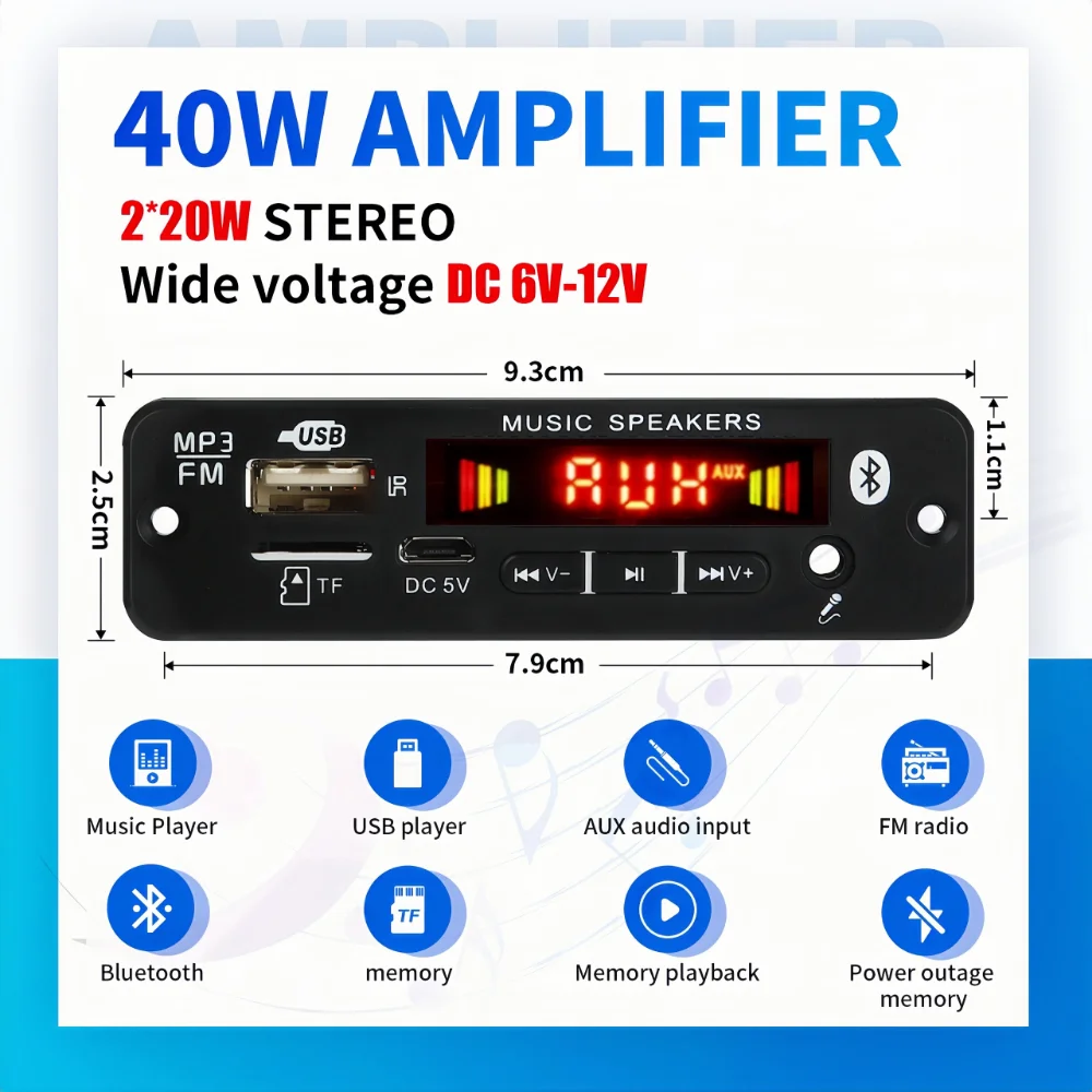 DC 12 В Bluetooth 5,0 MP3 WMA WAV APE декодер плата громкой связи автомобильный комплект аудио 3 ...