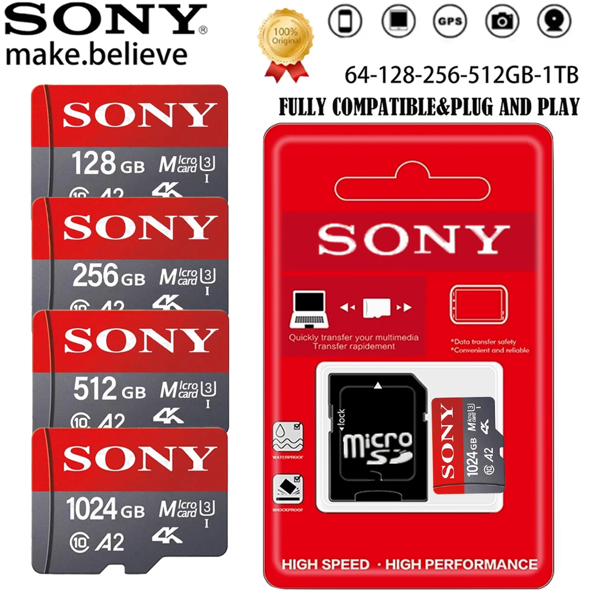 SONY microSD карта памяти 128/256/512 ГБ/1 ТБ класс 10 | AliExpress
