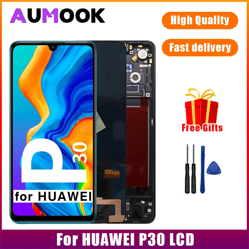 НОВЫЙ OLED для HUAWEI P30 с рамкой, ЖК-дисплей, сенсорный экран для HUAWE ELE-L29, ELE-L09, ELE ...