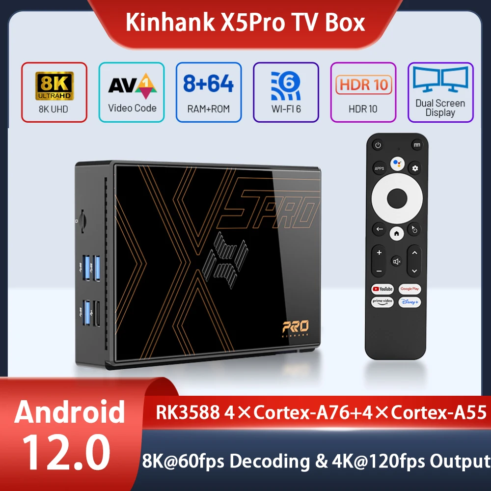 KINHANK Super Console X5Pro Smart TV Box с Android TV12.0 8G+64G 1000M ...