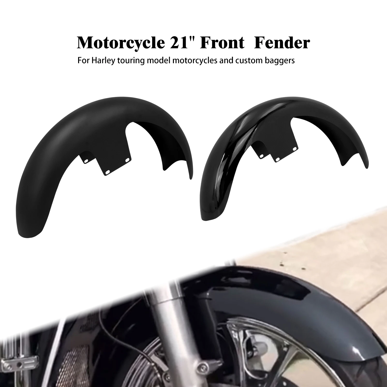 Переднее крыло мотоцикла 21 дюйм, брызговик яркого черного/матового ...