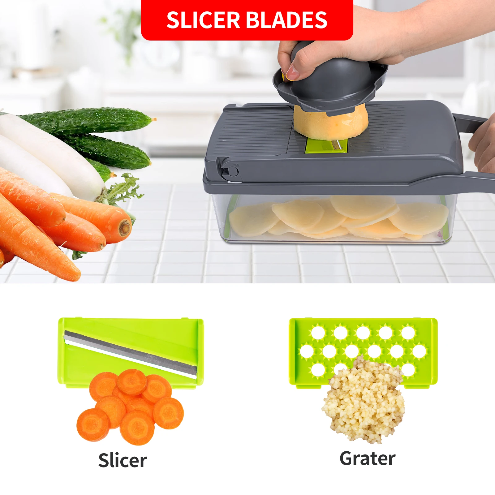 Multifunctional Vegetable Cutter Shredders Slicer with Basket Fruit ...