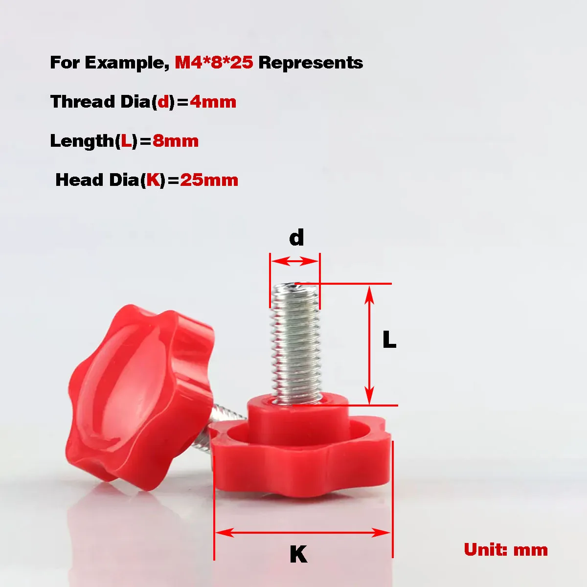 Красный ручной винт Torx/пластиковая головка регулировочные болты ...