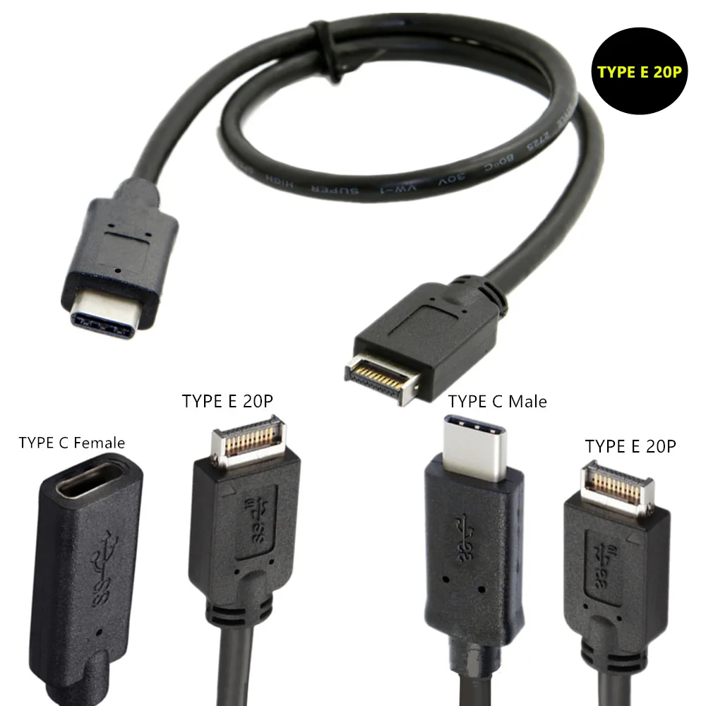 Кабель для подключения материнской платы USB Type-c «мама» к Type E 20P ...
